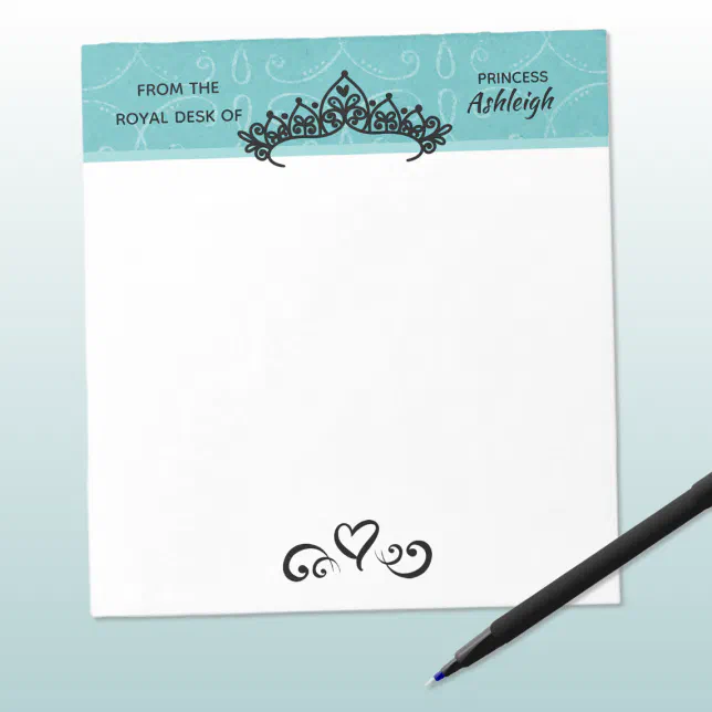 Princess Tiara on Blue Royal Desk Notepad | Zazzle
