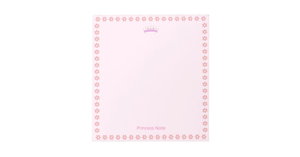 Princess Tiara & Pink Flowers on Simple Notepad | Zazzle