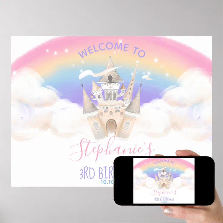 Princess Welcome Sign with Pastel Rainbow | Zazzle