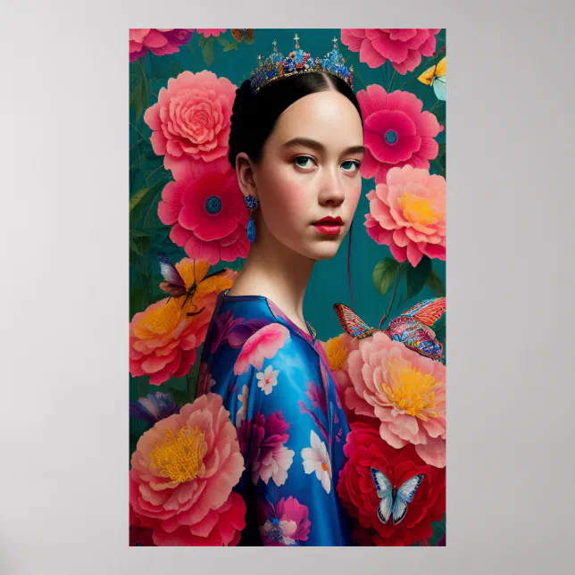 Princess with a blue tiara poster | Zazzle