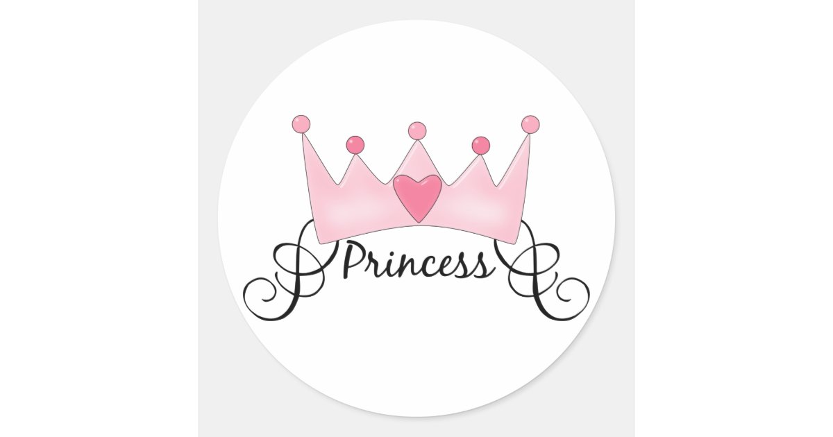 Princess With Crown - Customizable Classic Round Sticker | Zazzle