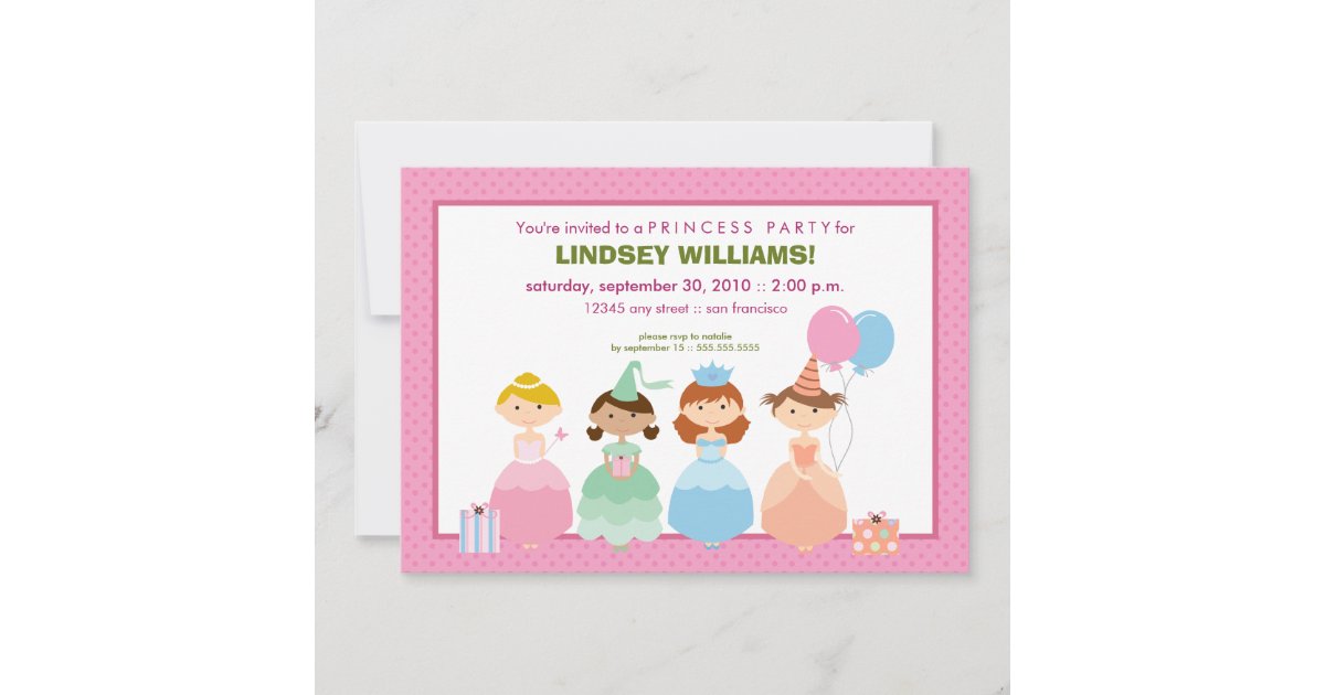 Princesses All in a Row Princess Party Invitation | Zazzle