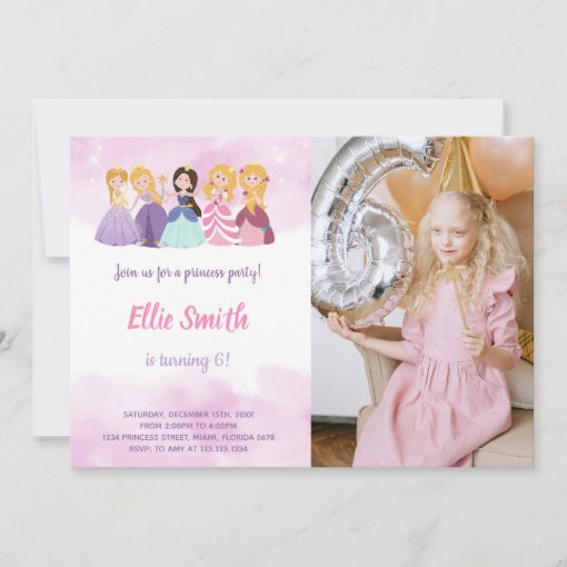 Princesses Birthday Invitations with photo | Zazzle