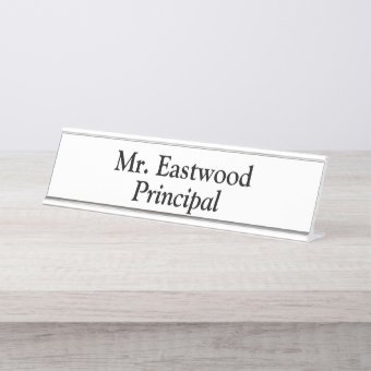 Principal In White Desk Name Plate | Zazzle