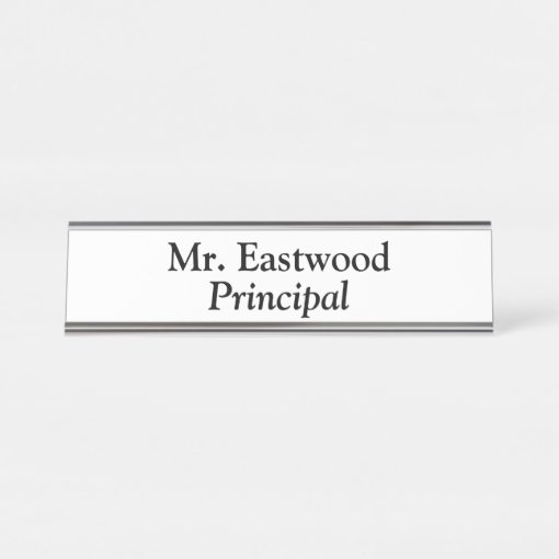 Principal In White Desk Name Plate | Zazzle