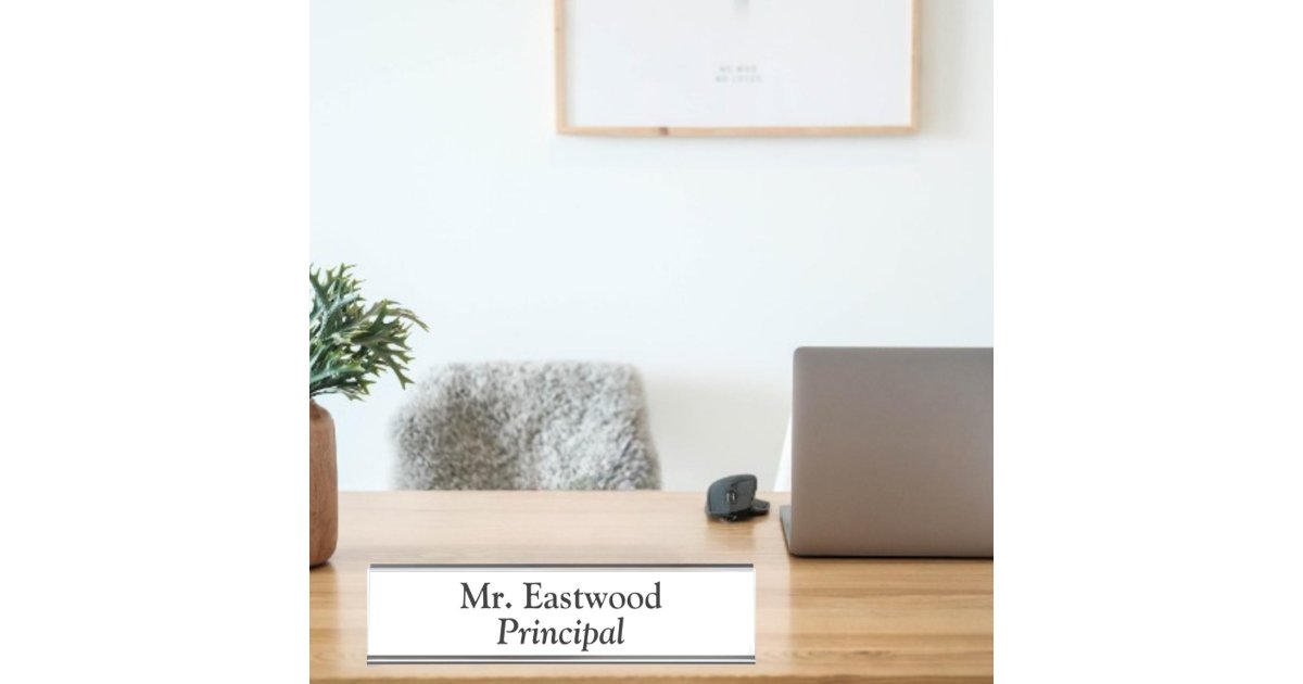 Principal In White Desk Name Plate | Zazzle