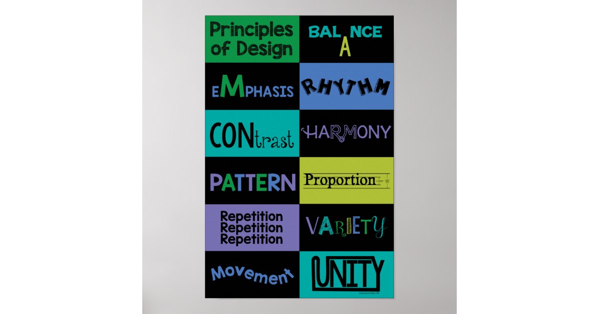 Principles of Design with Cool Colors Poster | Zazzle