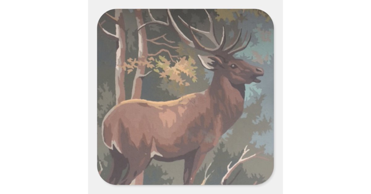Print by number elk square sticker | Zazzle