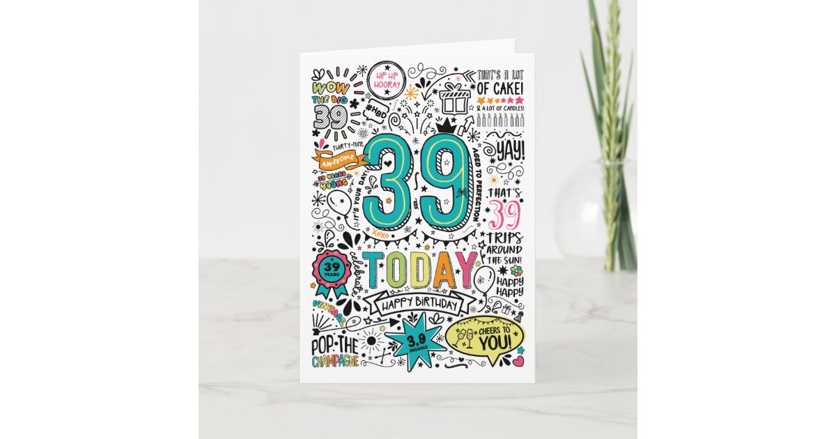 Printable 39th Birthday Card | Instant Download | Zazzle