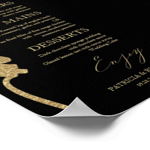 Printable 4x9 Wedding Menu Card For Plate Poster | Zazzle