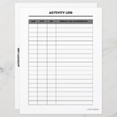 Printable Activity Log | Zazzle