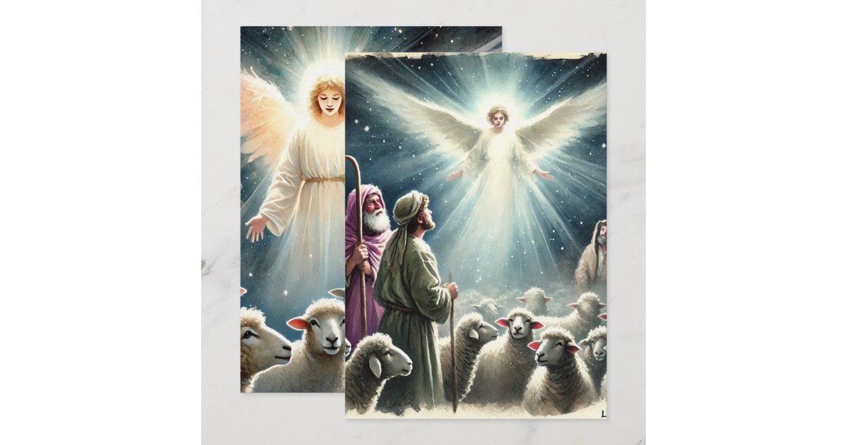 Printable Angel & Shepherds Nativity Scrapbook Invitation | Zazzle