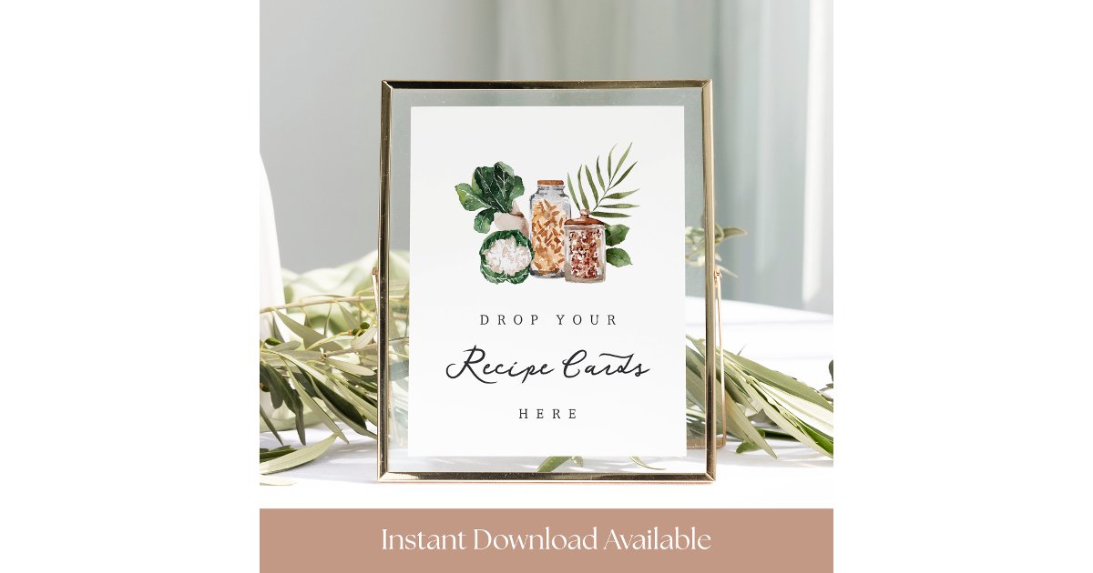 Printable Bridal Shower Recipe Card Sign | Zazzle