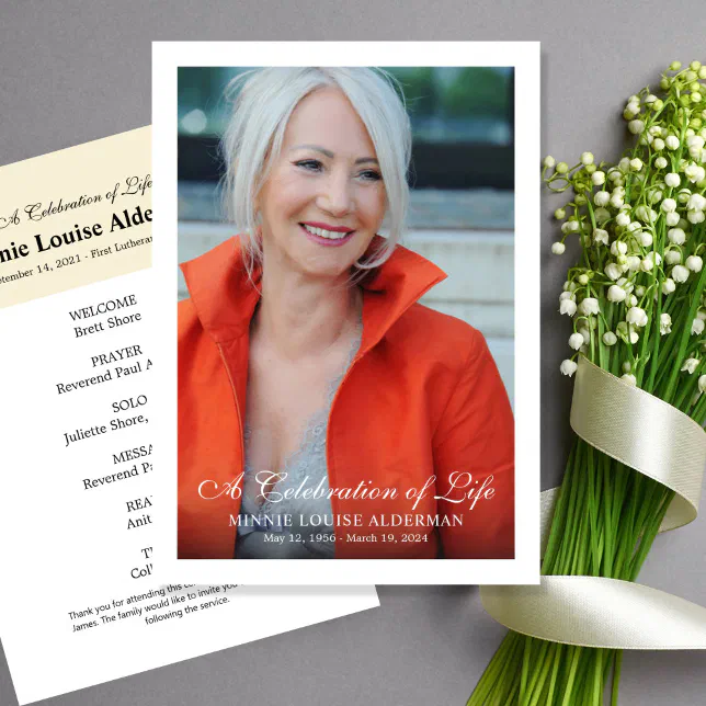 Printable Celebration of Life Elegance Full Photo Invitation | Zazzle