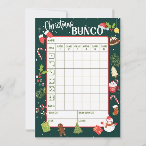 Printable Christmas Bunco Score Cards Sheets | Zazzle