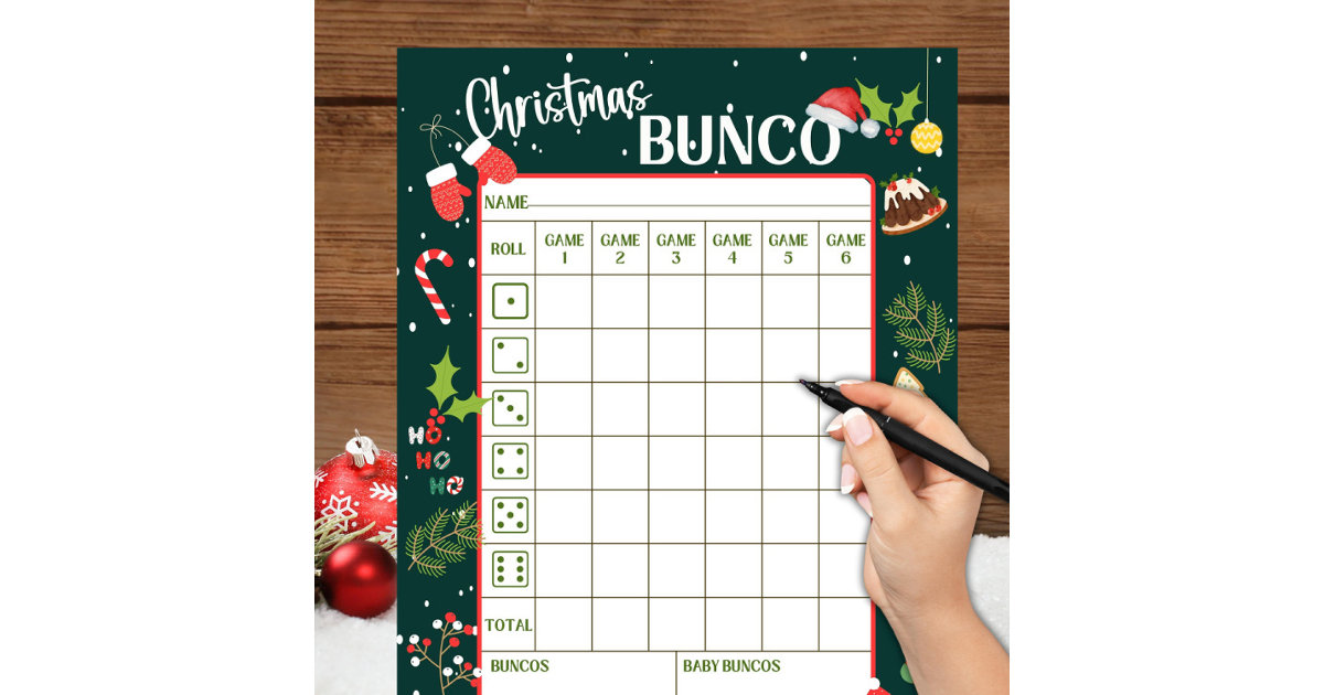 Printable Christmas Bunco Score Cards Sheets | Zazzle