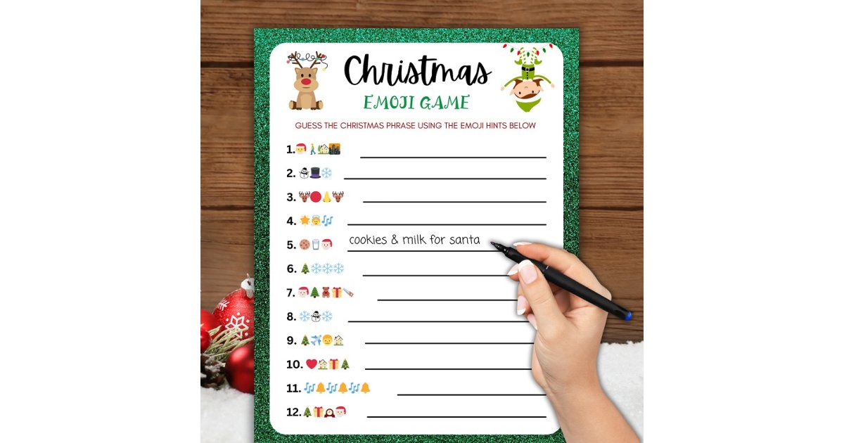 Printable Christmas Game | Christmas Emoji Game Holiday Card | Zazzle