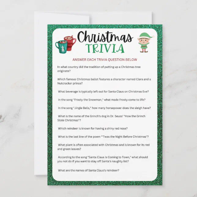 Printable Christmas Game | Christmas Trivia Game Holiday Card | Zazzle