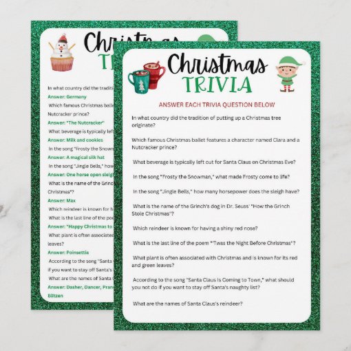 Printable Christmas Game | Christmas Trivia Game Holiday Card | Zazzle