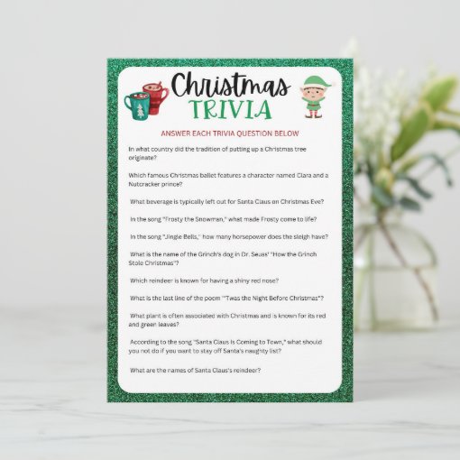 Printable Christmas Game | Christmas Trivia Game Holiday Card | Zazzle