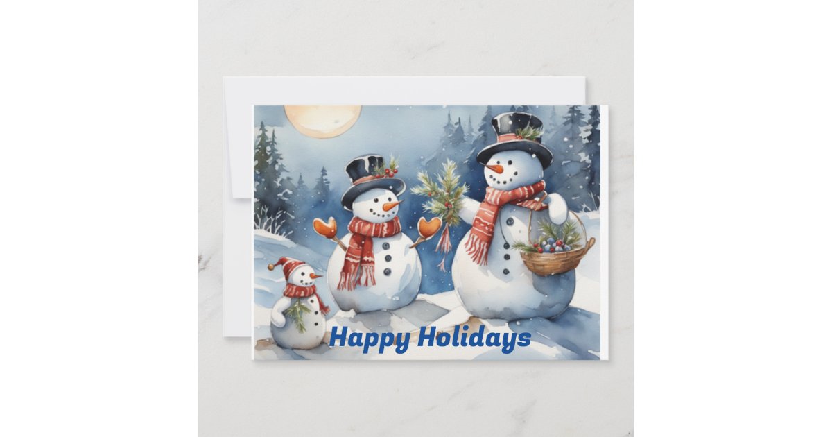 Printable, Downloadable Snowman Family. Snowman Holiday Card | Zazzle
