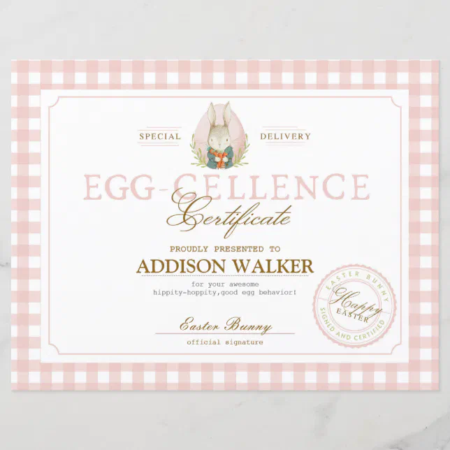 Printable Egg-cellence Certificate | Zazzle