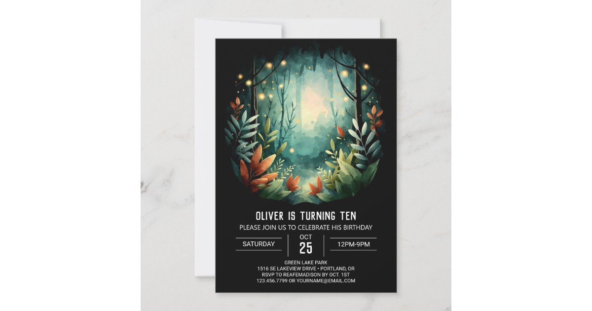 Printable Fireflies Pastel Woodland Birthday Invitation | Zazzle
