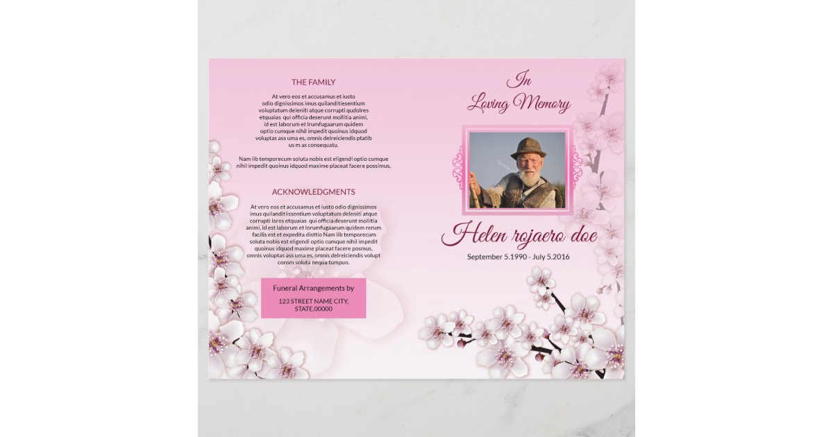 Printable Floral Funeral Program Template | Zazzle