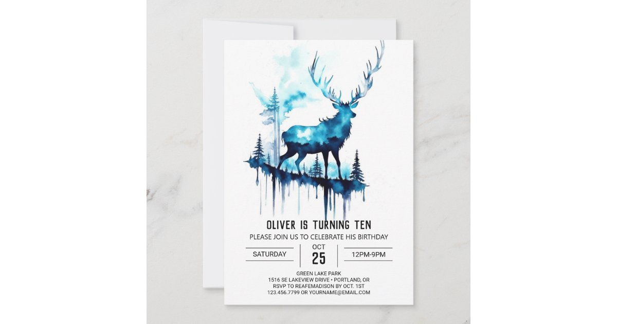Printable Forest Stag Birthday Invitation | Zazzle