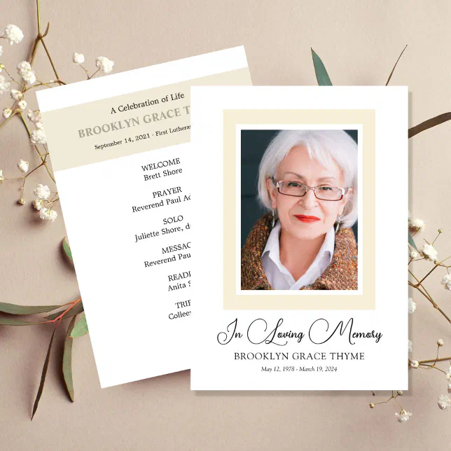Printable Framed Photo Celebration of Life Program | Zazzle