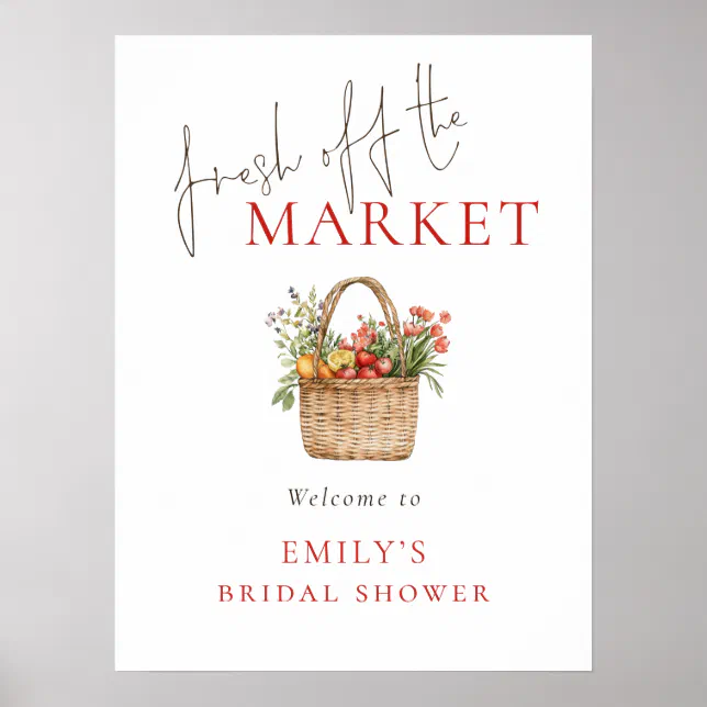 Printable Fresh off Market Welcome Bridal Shower Poster | Zazzle