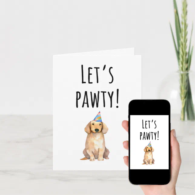 Printable Let’s Pawty Happy Birthday Birthday Card | Zazzle