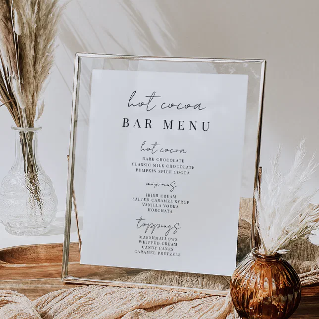 Printable Modern Minimal Script Hot Cocoa Bar Sign | Zazzle
