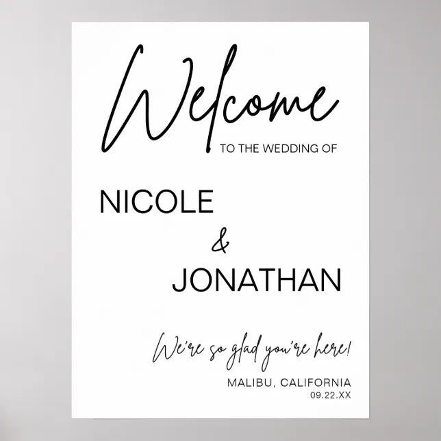 Printable Modern Wedding Welcome Sign | Zazzle