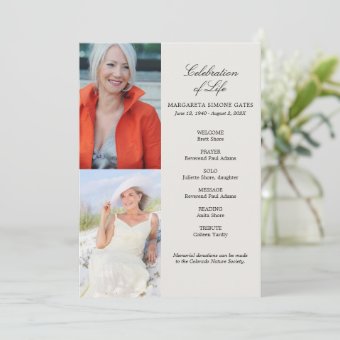 Printable Multi Photo Celebration of Life Program | Zazzle