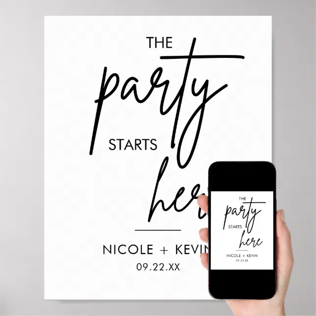 Printable Party Starts Here Wedding Welcome Sign | Zazzle