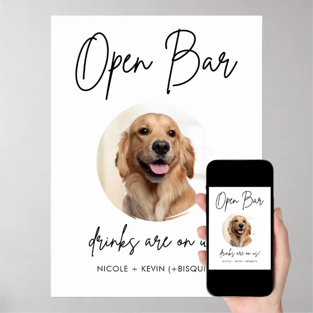 Printable Pet Dog Wedding Open Bar Drinks Sign | Zazzle