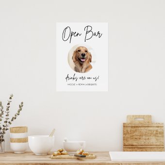 Printable Pet Dog Wedding Open Bar Drinks Sign | Zazzle