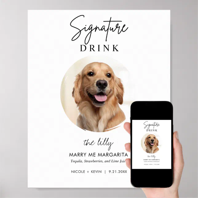 Printable Pet Dog Wedding Signature Drinks Sign | Zazzle