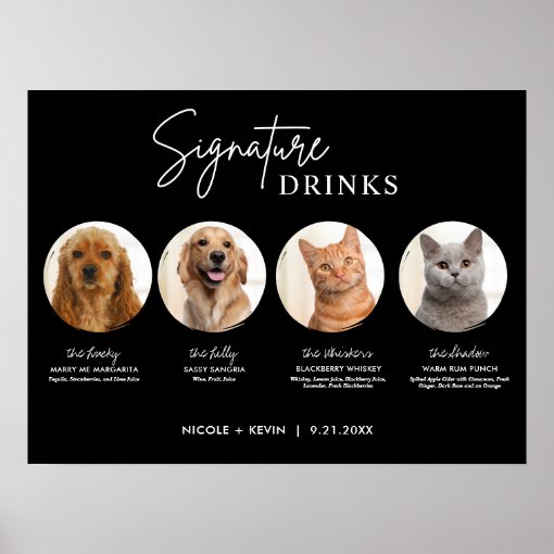 Printable Pets Signature Drinks Wedding Bar Sign | Zazzle