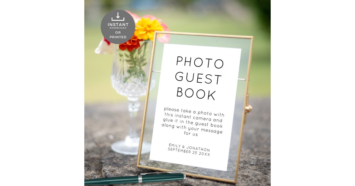 Printable Photo Guest Book Wedding Sign | Zazzle