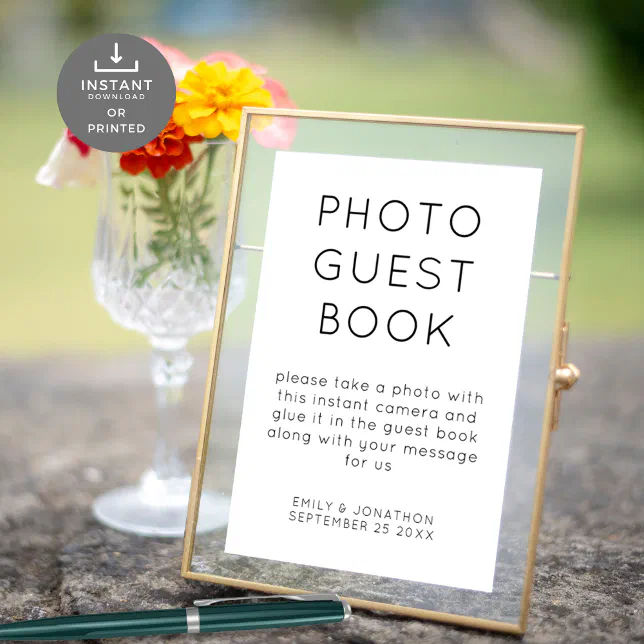 Printable Photo Guest Book Wedding Sign | Zazzle