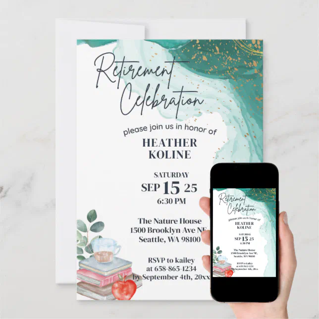 Printable School Teacher Retirement Party Template | Zazzle