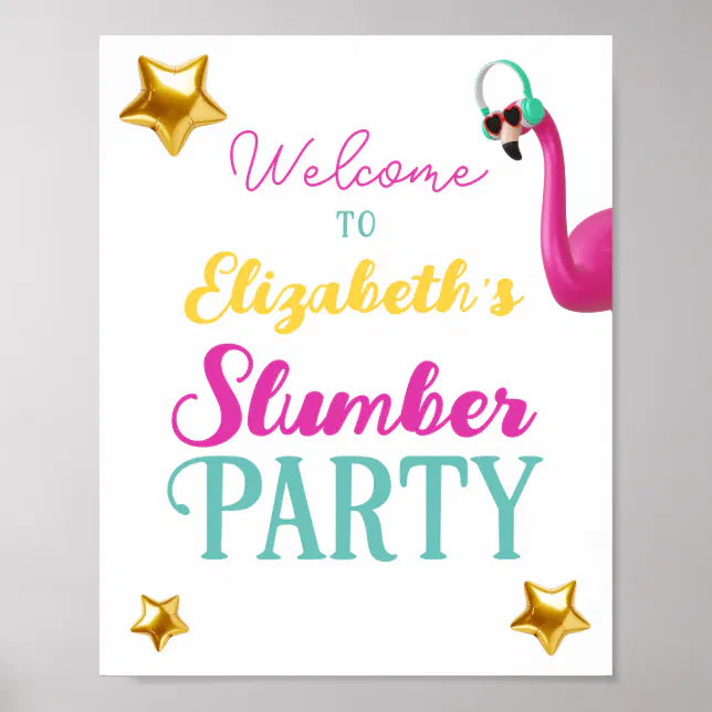 Printable SLEEPOVER Slumber Birthday Party Welcome Poster | Zazzle