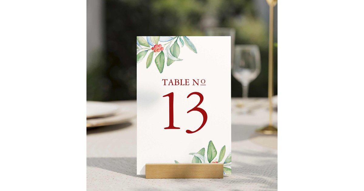 Printable Table Number Christmas Greenery | Zazzle