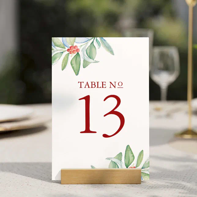 Printable Table Number Christmas Greenery | Zazzle