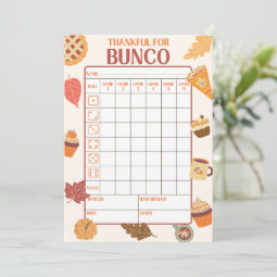 Printable Thanksgiving Bunco Score Cards Sheets | Zazzle