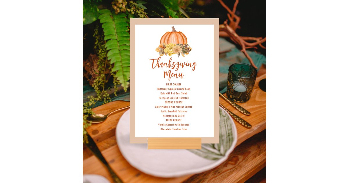 Printable Thanksgiving Pumpkin Menu Invitation | Zazzle