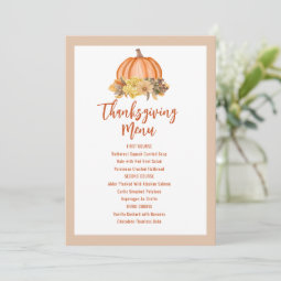 Printable Thanksgiving Pumpkin Menu Invitation | Zazzle