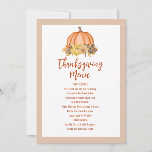 Printable Thanksgiving Pumpkin Menu Invitation | Zazzle